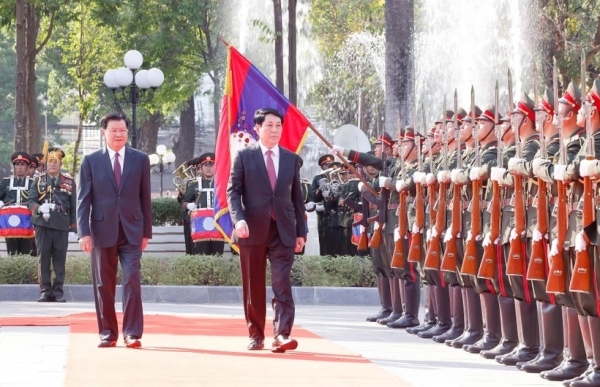 Top Lao leader Thongloun Sisoulith hosts welcome ceremony for President ...